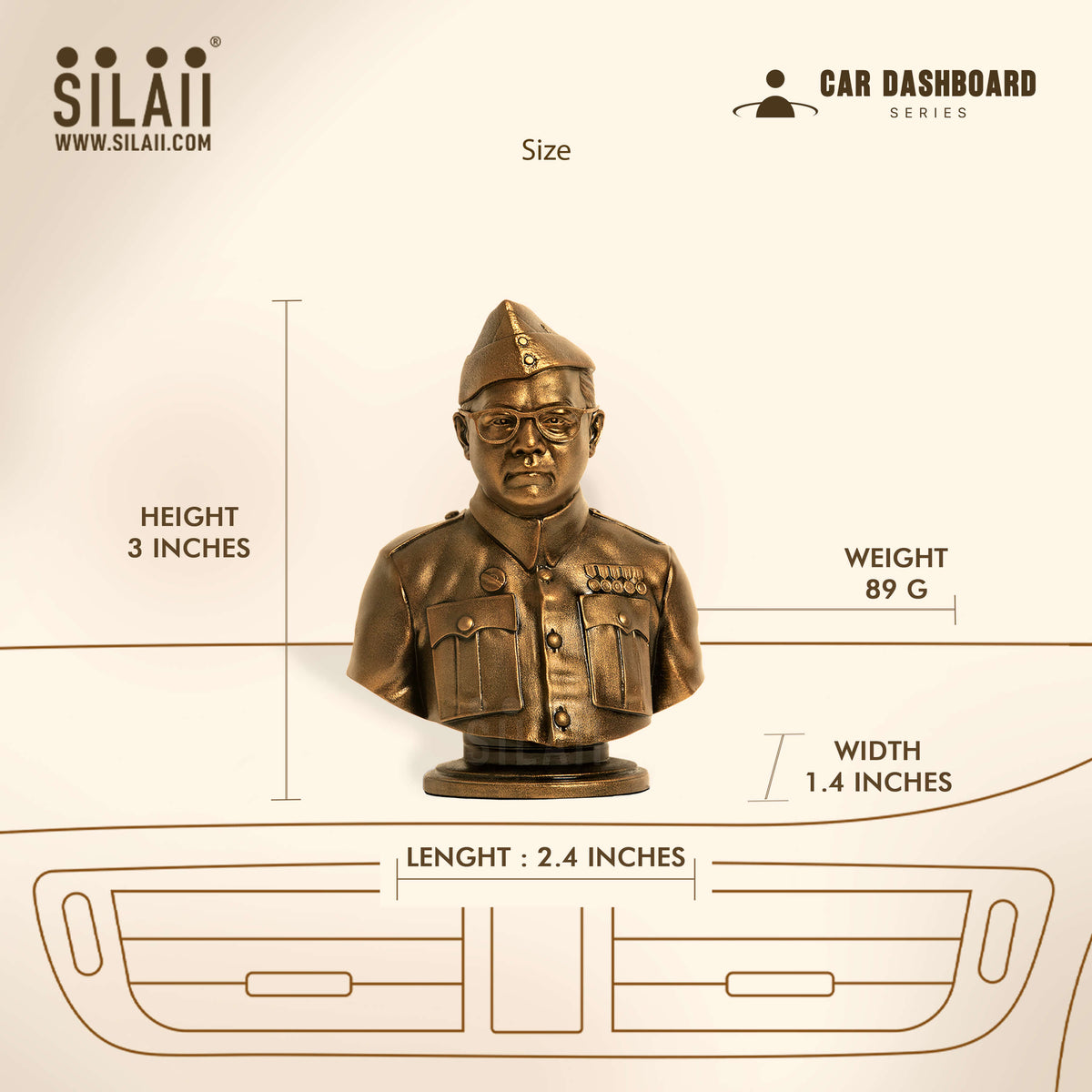 Netaji Subhas Chandra Bose Car Dashboard Sculpture | Buy now | SILAII.com