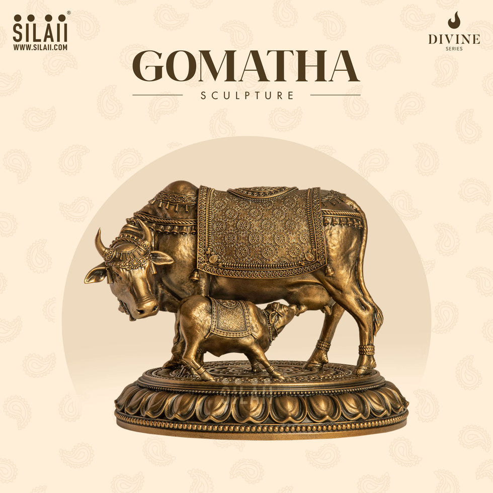 Gomatha Sculpture | Sacred Cow Idol for Home & Gifting | SILAII